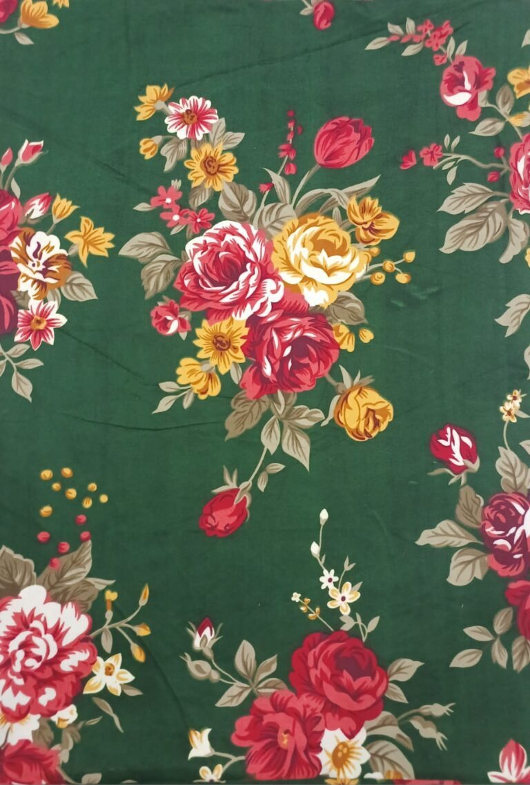 Multicolor Green Floral Double Bedsheet with 2 Matching Pillow Covers ...